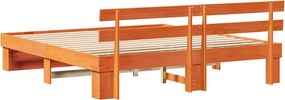 Rám postele s čelo Hnědá 200 x 200 cm Masivní borové dřevo 3385672