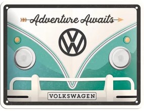 Plechová cedule Volkswagen VW - Adventure Awaits, (20 x 15 cm)