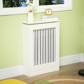 HOMCOM Moderní Kryt Radiátoru z MDF Malovaný Kryt Radiátoru s Horní Policí pro Obývací Pokoj, Ložnici a Kancelář 60x18x84 cm Bílý