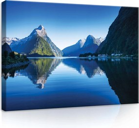 Obraz 70x50 Milford Sound Nový Zéland hory jezero panorama klid příroda