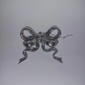 Dekorace mašle 9 × 8 cm, stříbrná