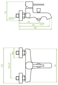 Laveo Pola, nástěnná vanová baterie, růžové zlato, LAV-BAP_810D