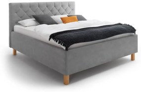 Čalouněná postel kartika s úložným prostorem 160 x 200 cm světle šedá MUZZA
