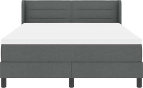 Postel s boxspringem s čelo Tmavě šedá 200 x 140 cm textil 3341042