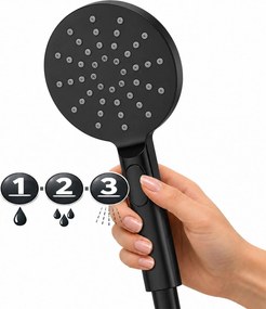 Erga Dubaj, sprchový set s baterií a hlavovou sprchou 23 cm, černá matná, ERG-YKA-BP.DUBAJ23-BLK