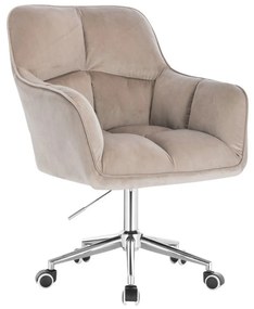LuxuryForm DESIGN Otočné křeslo AMALFI VELUR na stříbrné podstavě s kolečky - latte