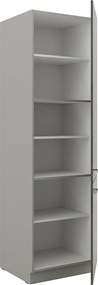 GREY gr | vysoká skříňka 60 DK-210 2F potravinová s policemi | 60 cm | světle šedá/tmavě šedá lesk