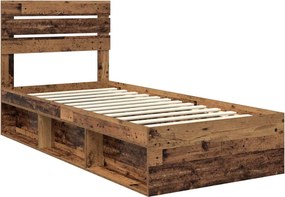 Rám postele s čelo Staré dřevo 90 x 200 cm Masivní borové dřevo 3411461