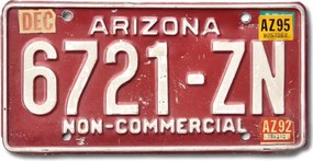 Americká SPZ Arizona Red 6721-ZN