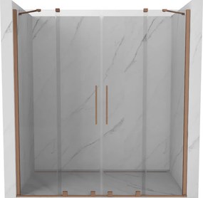 Mexen Velar Duo, posuvné dveře do otvoru 200x200 cm, 8mm čiré sklo, měděná matná, 871-200-000-02-65