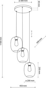TK Lighting Černý závěsný lustr Elio pro žárovku 3x E27 TK5973