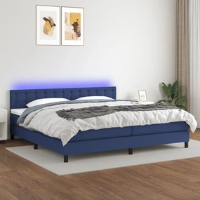 Box spring postel s matrací a LED modrá 200x200 cm textil 3133507
