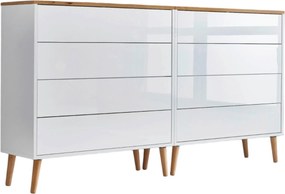 XXXLutz ŠIROKÁ KOMODA, bílá, dub artisan, vysoce lesklá bílá, 158/86/33 cm MID.YOU - Komody na nožičkách - 001067001502
