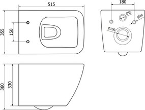 Mexen Vega podomítková WC sada Fenix XS-F s WC mísou a pomalu padajícím sedátkem, bílý lesk - 68030654000