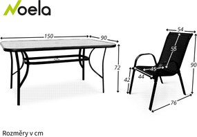 Noela Zahradní jídelní set Porto 150cm + 4x kovová židle Ramada
