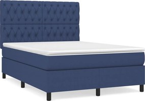 Box spring postel s matrací modrá 140x200 cm textil 3142023