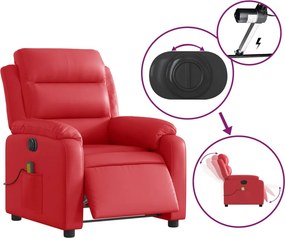 Elektrické masážní polohovací křeslo červené umělá kůže 3205040