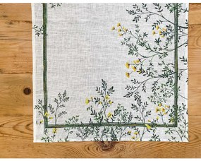 Lenbutik Běhoun na stůl 100% len Žluté kytičky/ Little yellow flowers Rozměry ubrusů: 180x50 cm