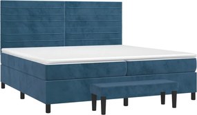 Box spring postel s matrací tmavě modrá 200x200 cm samet 3137927