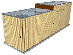 DESIGN FACTORY - Cyklobox de Luxe 3 – 4 kola s velkým úložištěm, farba natur, (1,1 x 4,3 m), CYKL3-4VELK