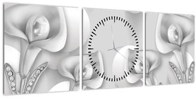 Obraz - Květinová design (s hodinami) (90x30 cm)