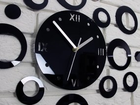 M.Clock Nástěnné akrylové hodiny 55x47cm kruhy různé barvy Barva: Wenge