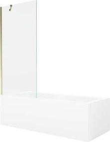 Mexen Cubik obdélníková vana 160 x 70 cm s obkladem a jednokřídlým paravánem 80 cm, transparentní, zlatá