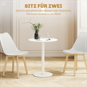 HOMCOM Jídelní Stůl, Kulatý Kuchyňský Stůl pro 2 Osoby, Moderní Jídelní Stůl do Obývacího Pokoje, Zahrady, Ocel, Ø60 x 72 cm, Bílý