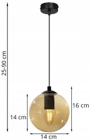 Závěsné svítidlo PARIS, 1x grafitové skleněné stínítko