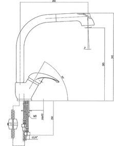 Sapho Axus 1112-72 dřezová baterie s výsuvnou sprškou výška 345 mm chrom