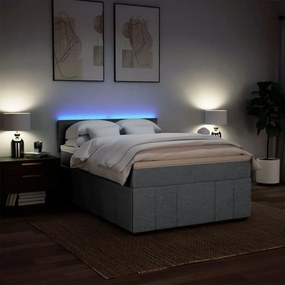 Box spring postel s matrací světle šedá 140 x 190 cm textil 3289363
