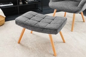 Moderní taburet Malmö strukturovaná látka bukové nohy šedá 60cm