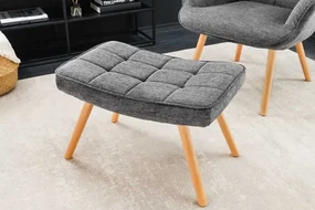 Moderní taburet Malmö strukturovaná látka bukové nohy šedá 60cm
