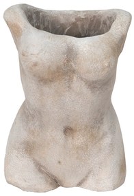 Šedý cementový květináč torzo ženy Womi - 15*11*21 cm