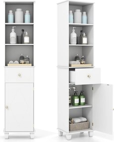 Costway 172 cm koupelnová skříňka úzká koupelnová s 3 otevřenými