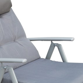 Skládací sluneční lehátko Outsunny s hlavovou opěrkou, polštářkem a skládacím opěradlem s 7 pozicemi, relaxační lehátko až do hmotnosti 165 kg, ideál…