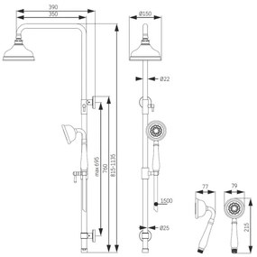 BATH DELUXE 31-120-04-64-00 - Sprchová sada AEROSKOBING lesklá mosaz