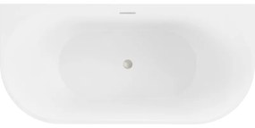 Mexen Oval, volně stojící nástěnná vana 140 x 75 cm, bílá-černá, broušená ocel přepad, 52671407575-97
