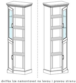 ROYAL r | vitrína W1D | 57 cm | UNI provedení | borovice nordická