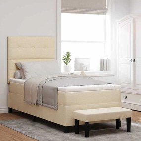 Postel s boxspringem s čelo Krémová 80 x 200 cm textil 3344028