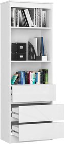 Knihovna Star 60 cm bílý mat/bílý lesk