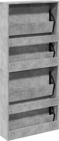 Botník se zrcadlem 4patrový betonově šedý 63 x 17 x 134 cm 3228275