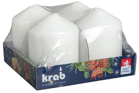 Krab - svíčka válcová 60 × 80 mm, bílá - 4 ks