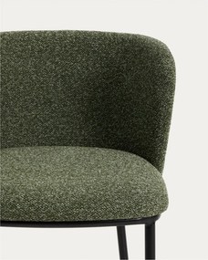 Tmavě zelená čalouněná barová židle (výška sedáku 75 cm) Ciselia – Kave Home