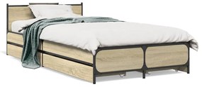Rám postele se zásuvkami dub sonoma 75x190 cm kompozitní dřevo - Default Title