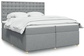 Box spring postel s matrací světle šedá 200 x 200 cm textil 3293701