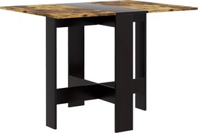 HOMCOM skládací jídelní stůl, skládací stůl s klapacími křídly pro malé prostory 103x76x73,5 cm, černá a rustikální hnědá