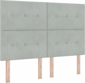 Postel s boxspringem s čelo Světle šedá 140 x 200 cm samet 3344945