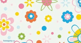 Gekkofix Samolepící dětská  fólie Decor - Barevné kruhy a květy Varianta: Barevné kruhy a květy, šíře 45cm, cena za 1m