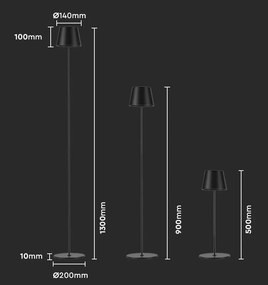 LED Solution Černá LED stojací nabíjecí lampa 500-1300mm 4W IP54 7009